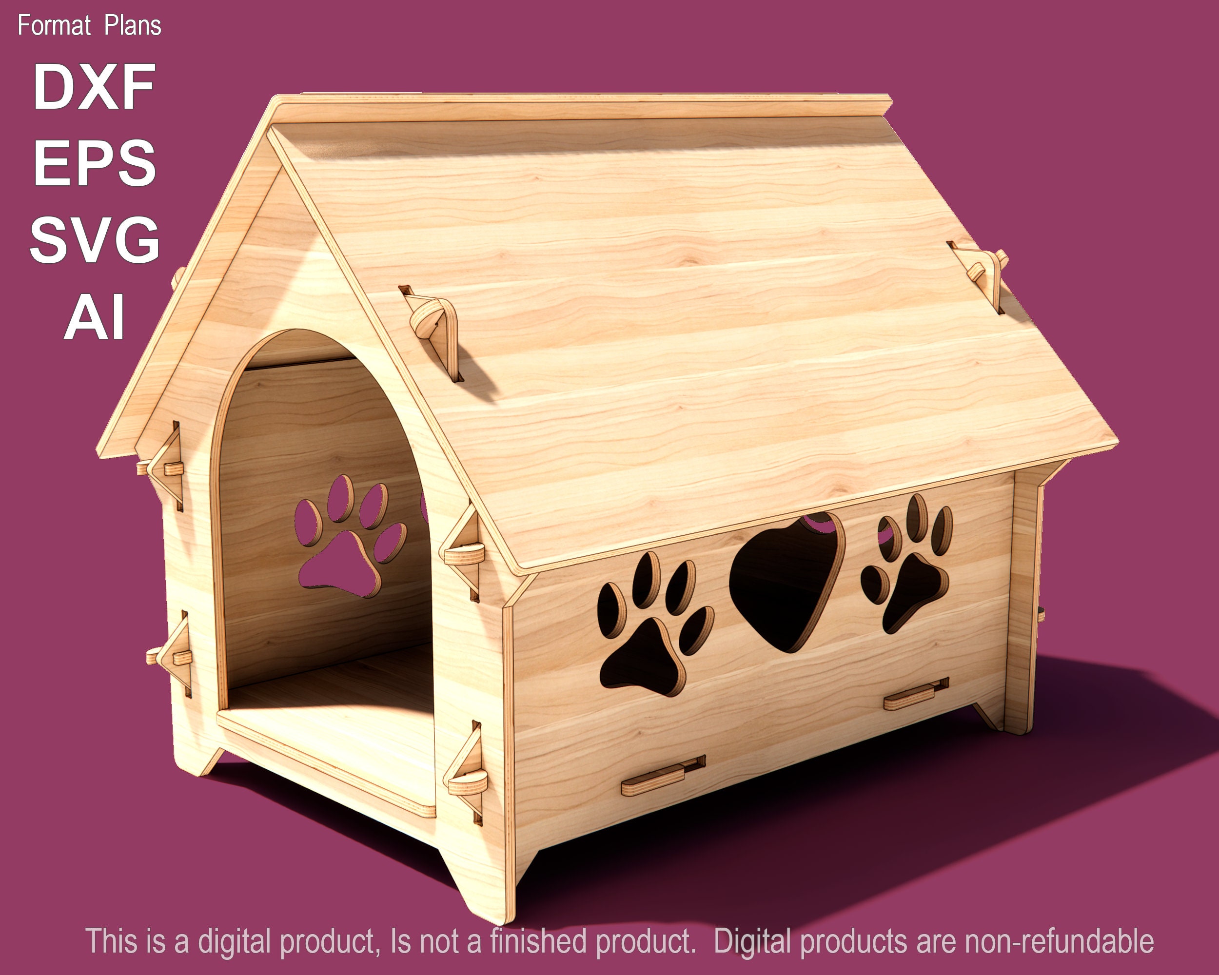 Dog Kennel 07 DXF. EPS, SVG Files for Cnc Cut/plywood Dog House/custom ...