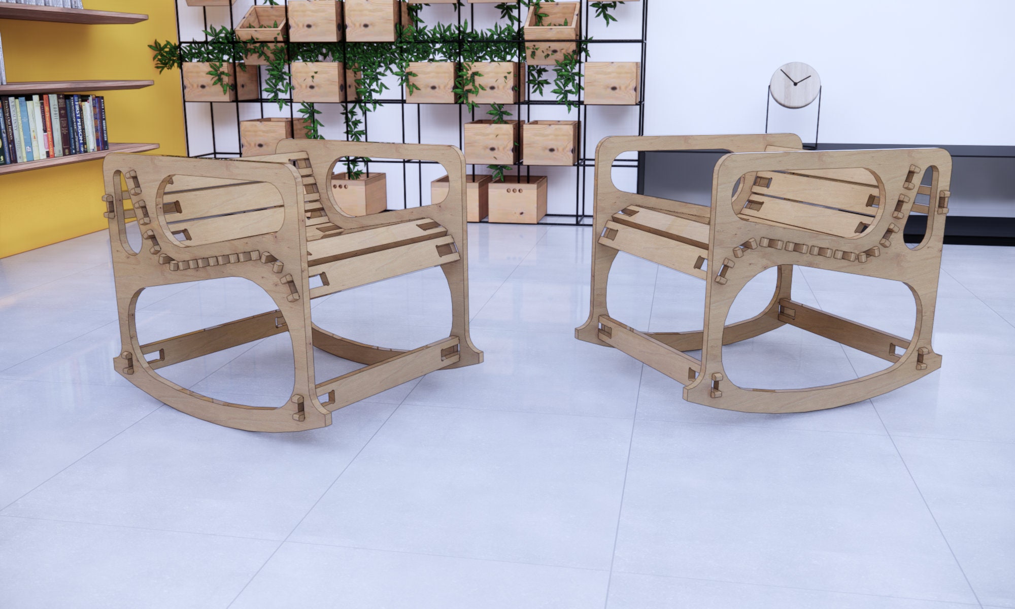 Laser Cut Wooden Rocking Chair DXF File, Chair Cnc Pla Ns, Laser ...