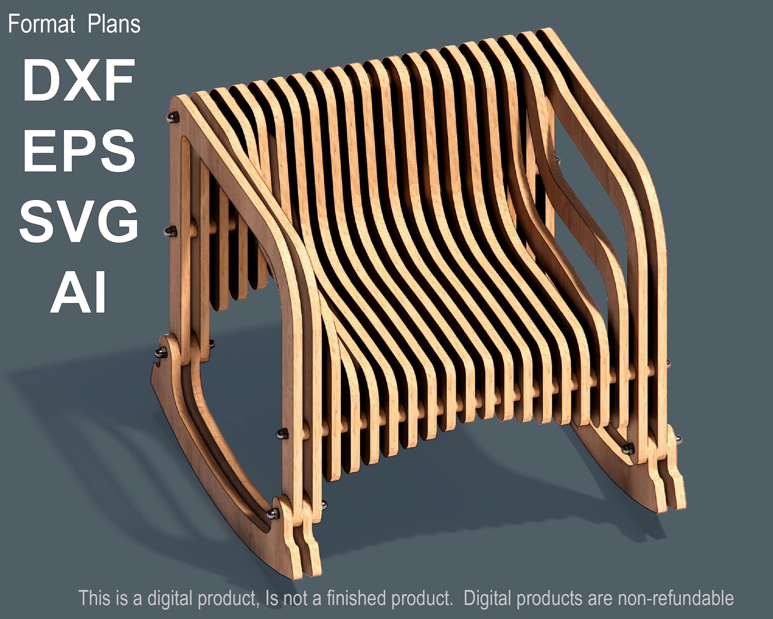 Parametric Rocking Chair DXF File for Cnc Router/plywood Chair/custom ...