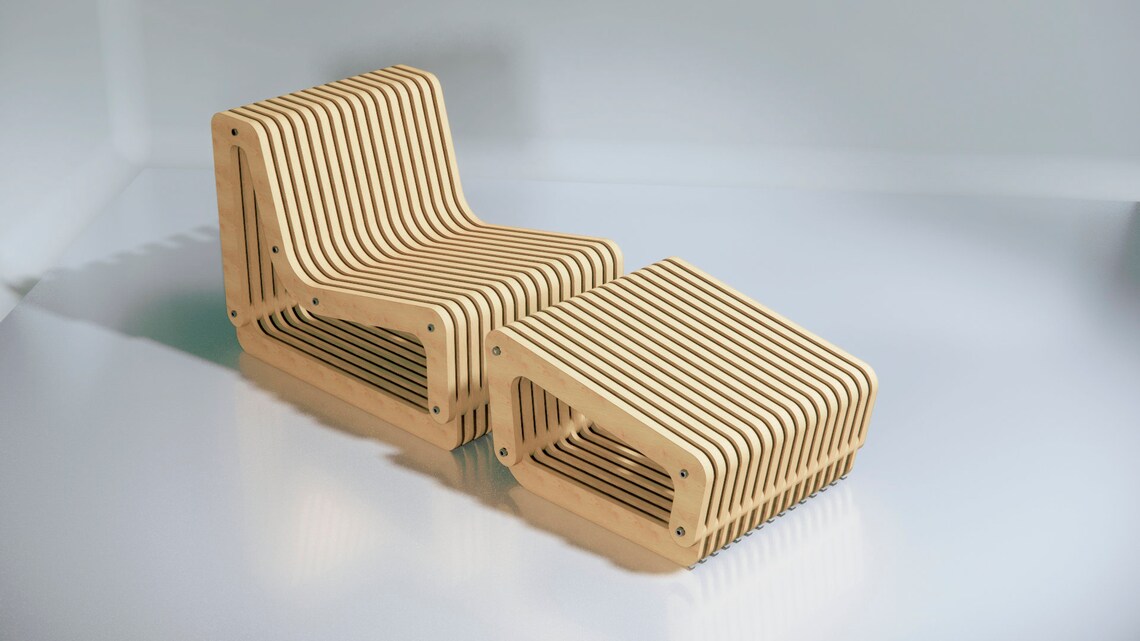 Plywood Chair and Puff DXF File Cnc, Laser Cut/custom Furniture - Etsy