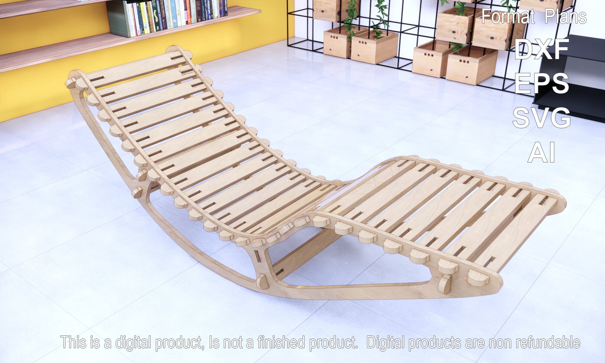 Fichier CNC de chaise longue en bois, fichier DXF de chaise longue ...