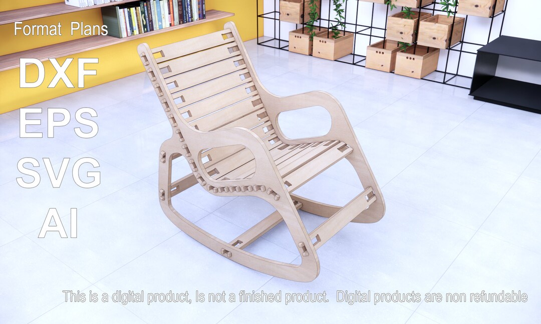 Rocking Chair Cnc File, Chair Assembly DXF File, Cnc Chair, Laser Cut ...