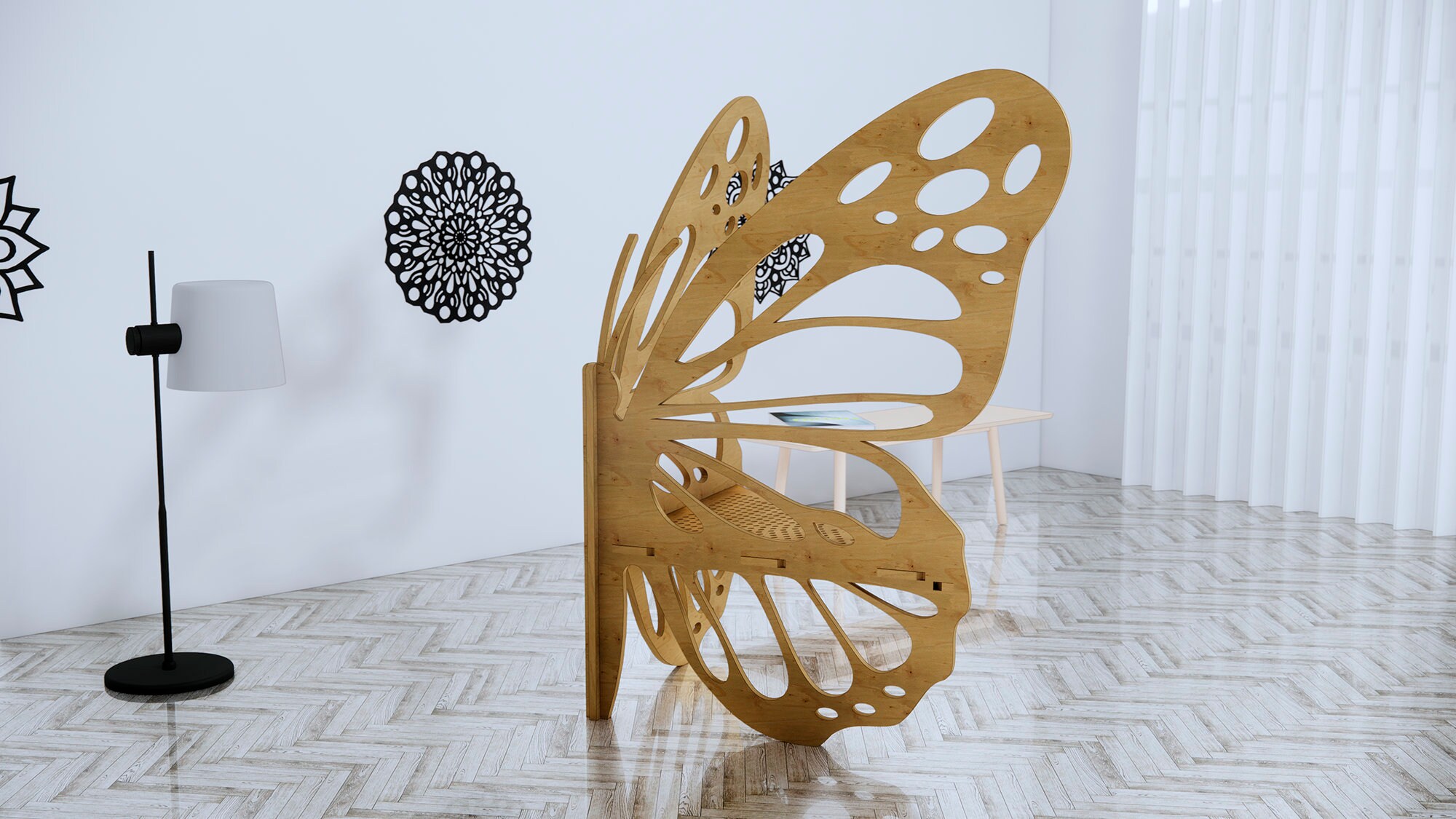 Silla de mariposa de madera contrachapada DXF File Cnc Corte - Etsy España