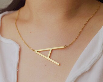 Big Letter Initial Necklace - Etsy