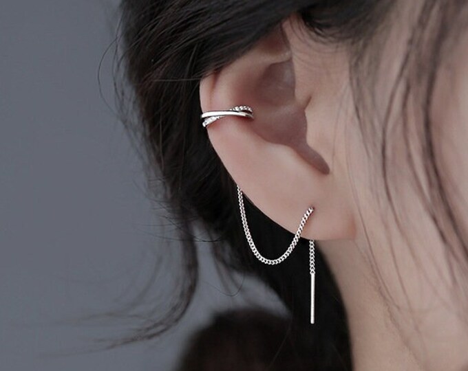 Black Spike Cuff Earrings, Black Chain Cuff Earrings, Spike Earrings - Etsy