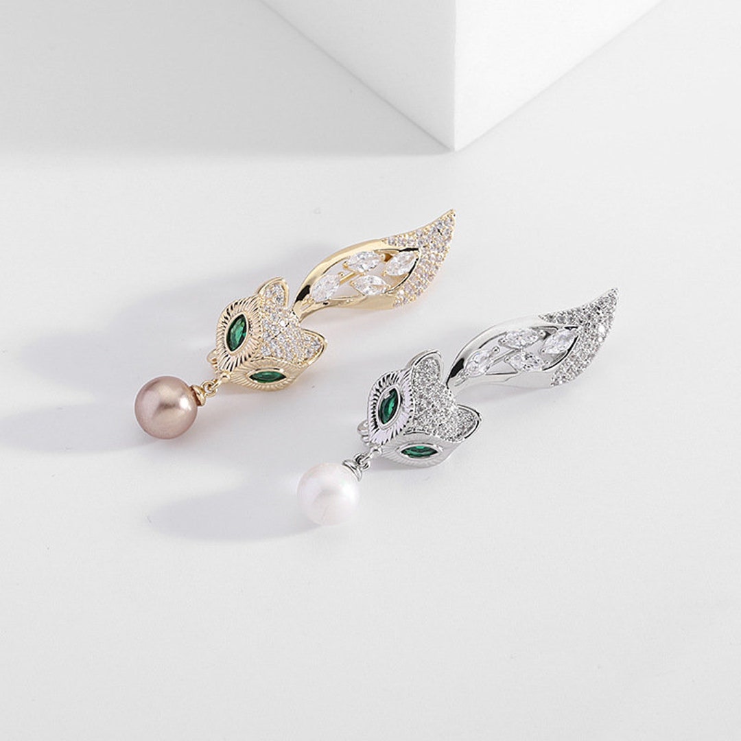 Little Fox Luxury Brooch 18K Gold Plated Dainty Cute Brooch Pin Unisex ...