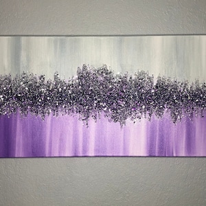Mystic Mountain Resin Wall Art Glitter Wall Art Glamorous Purple Silver ...