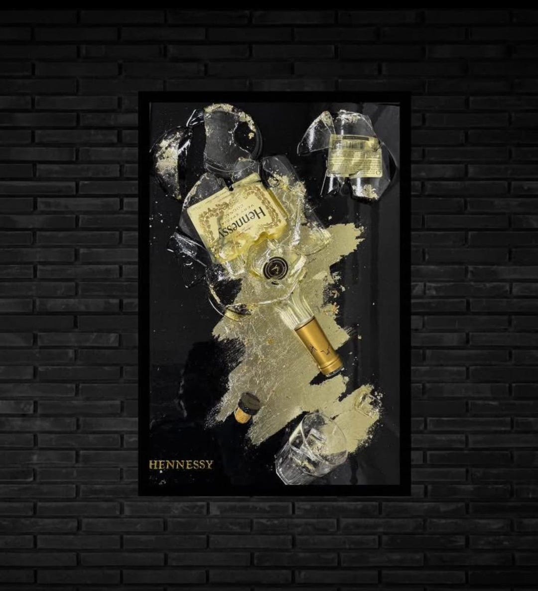 Smashed Hennessy Bottle Resin Art. Hennessy on the Rocks. Gift for Him ...