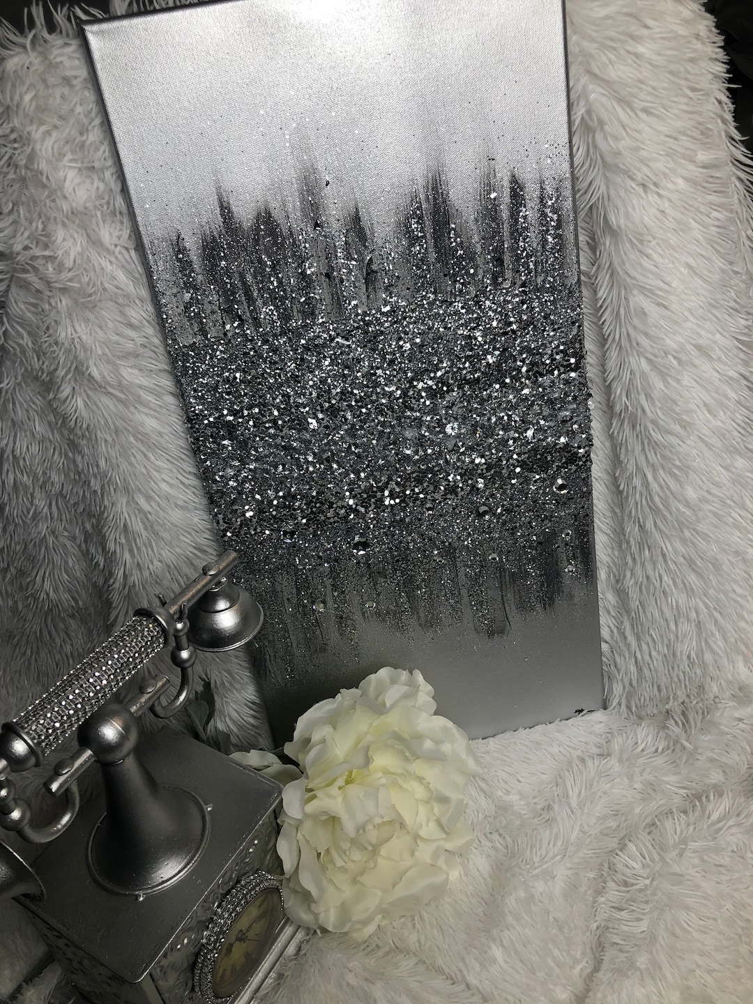 RHINESTONE WALL ART, Crystal Wall Art, Crushed Mirror Art, Minimalist ...