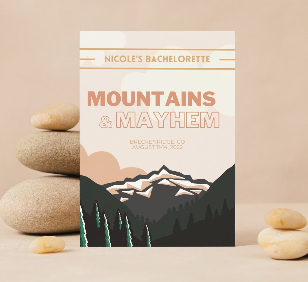 Mountain Mayhem Bachelorette or Birthday Itinerary Template | Pink and ...