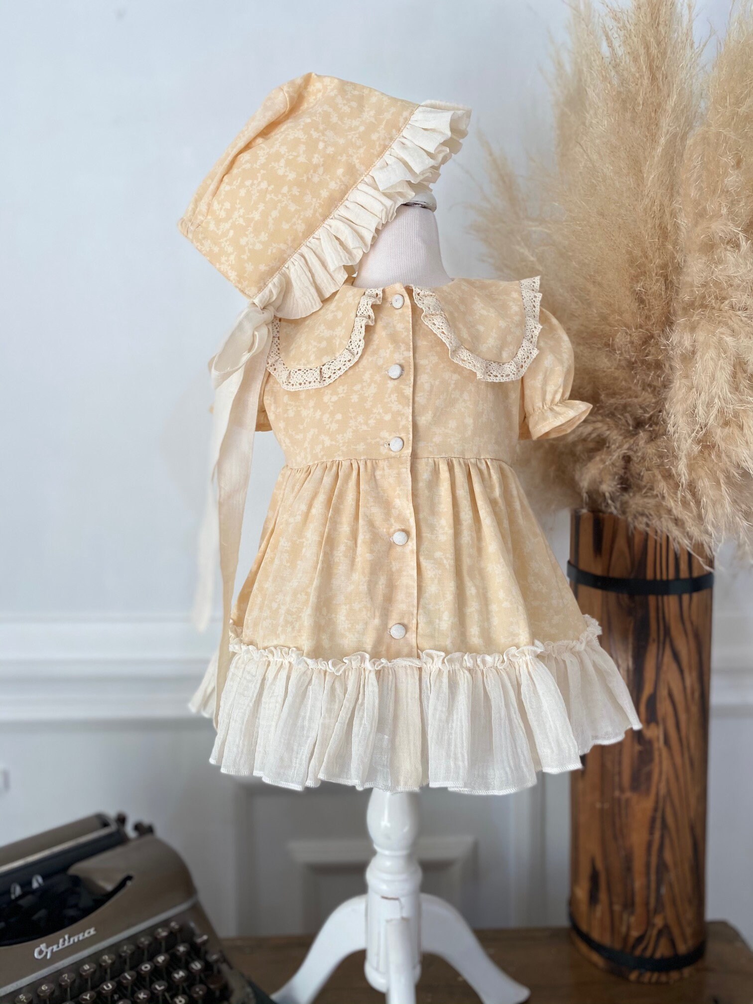 Cream Color Vintage Toddler Girl Dress, Country-style Handmade Dress ...