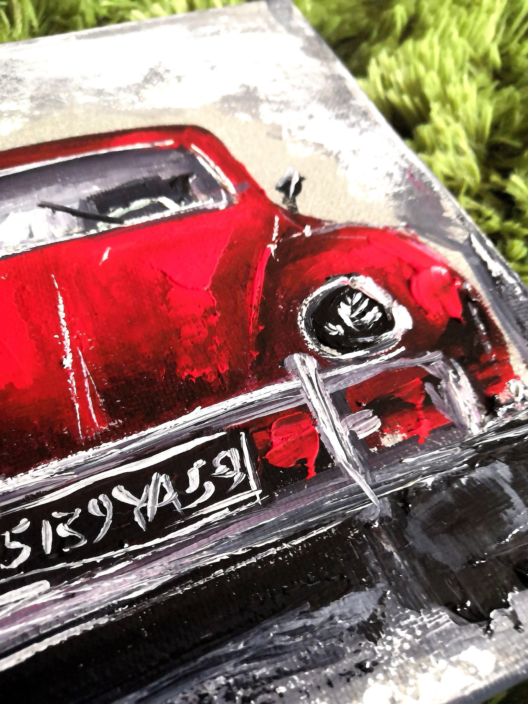 Original Painting 8x8 Car Painting on Canvas Painting Red Car | Etsy