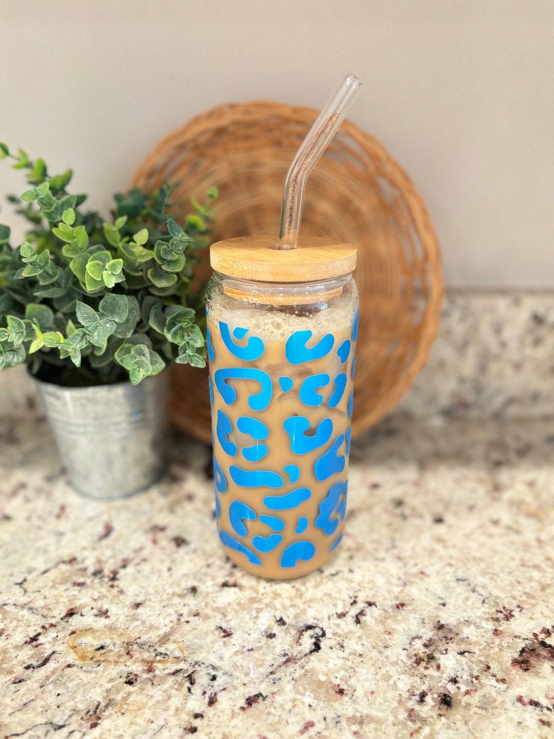Custom Leopard Print Libby Glass Cup - 20 Oz / 16 Oz | Personalized ...