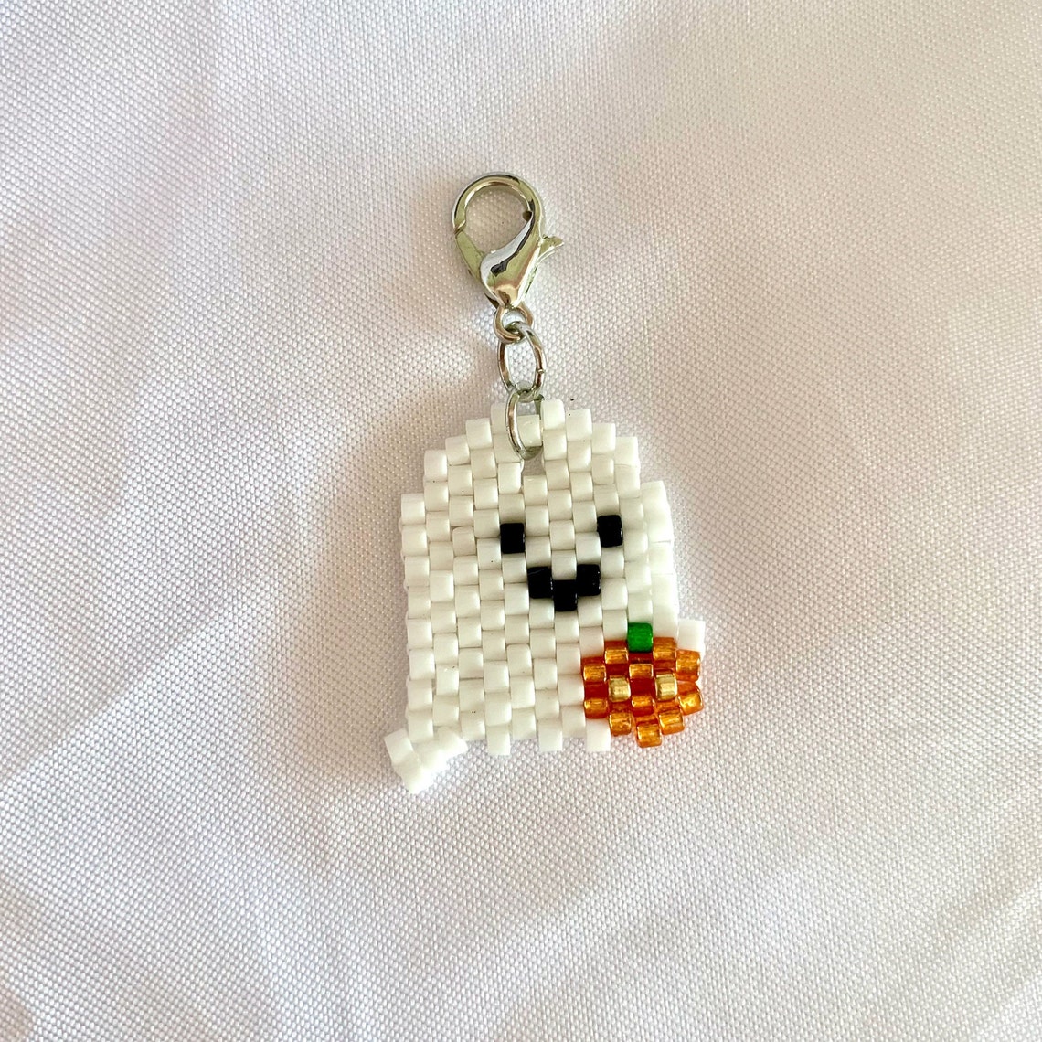 Beaded Ghost With Lantern Stitch Marker, Spooky Ghoul Halloween Crochet ...