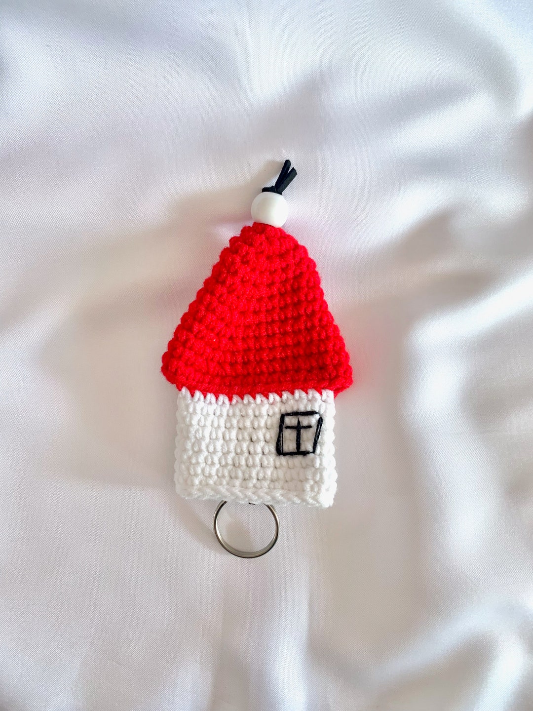 Handmade Red House Key Pouch, Crochet Home Key Holder, Cottagecore Cute ...