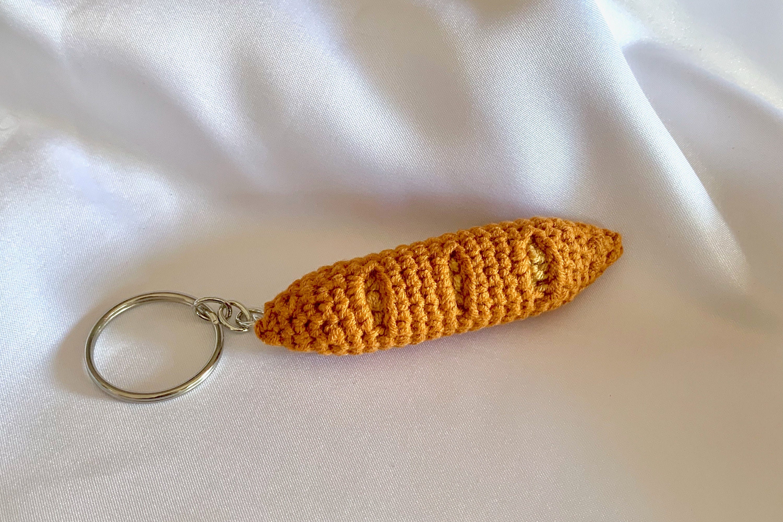 Handmade Baguette Bread Crochet Keychain, Pastry Key Ring Amigurimi ...