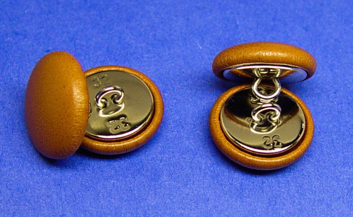 4 Made in USA Tan Color Genuine Leather Buttons 20 Mm ( 13/16 Inch ...