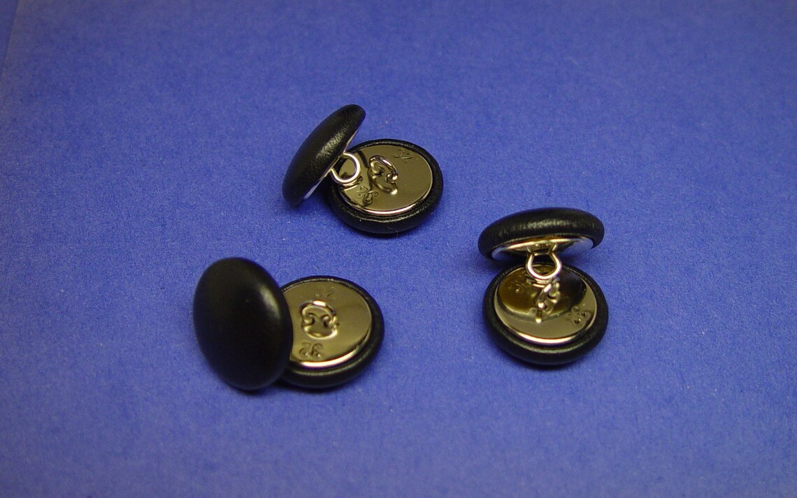 6 Made in USA Black Genuine Leather Buttons 20 Mm 3/4 Inch , Metal Loop ...