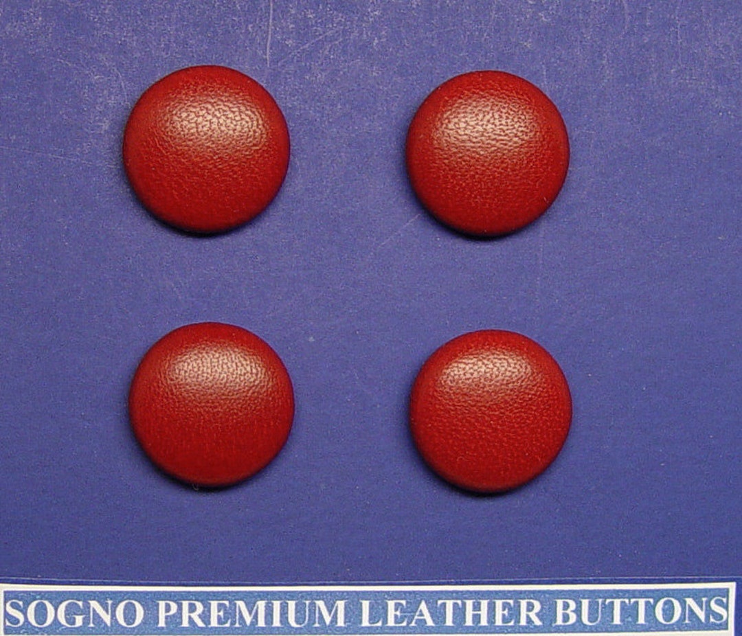 4 Made in USA Burgundy Color Genuine Leather Buttons 20 Mm ( 3/4 Inch ...
