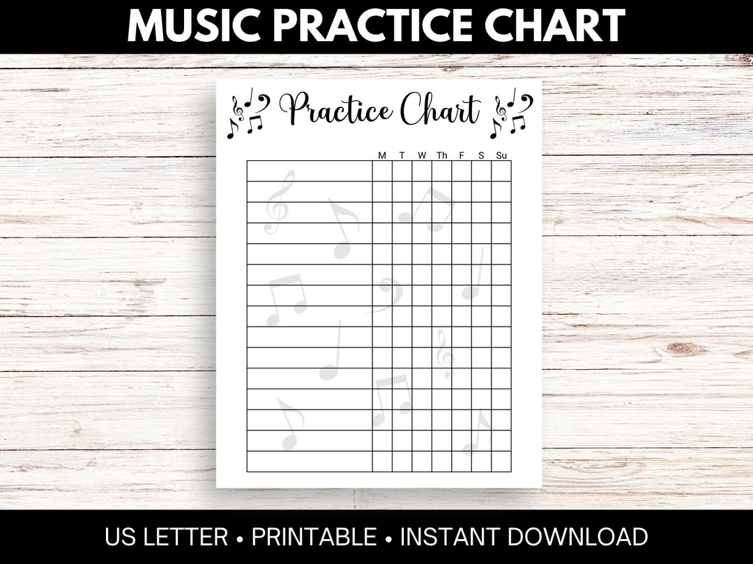 Printable Music Practice Chart Practice Tracker for Music Student Music ...