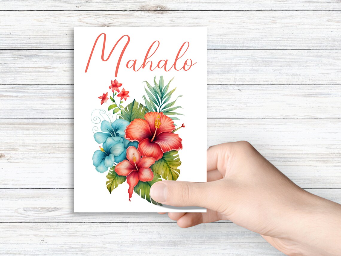 Printable Greeting Card Mahalo Hawaiian Greeting Card Thank You Card ...