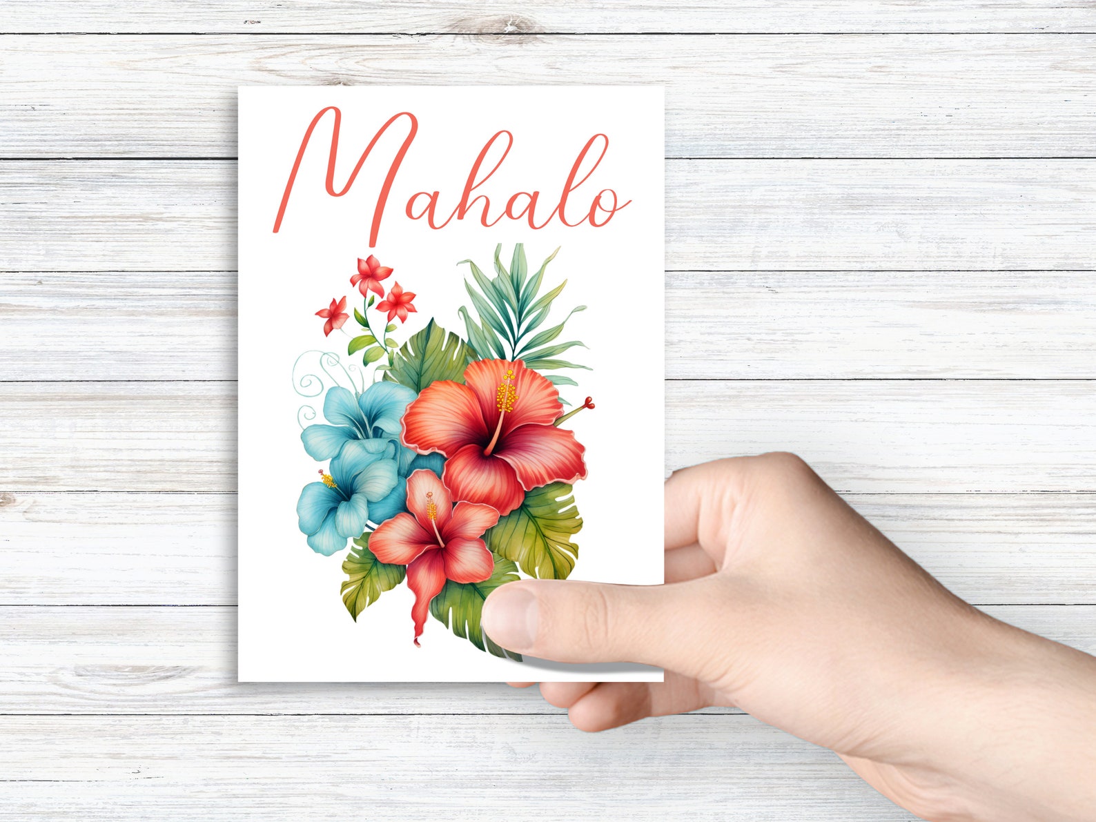 Printable Greeting Card Mahalo Hawaiian Greeting Card Thank You Card ...