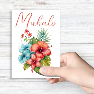 Printable Greeting Card Mahalo Hawaiian Greeting Card Thank You Card ...