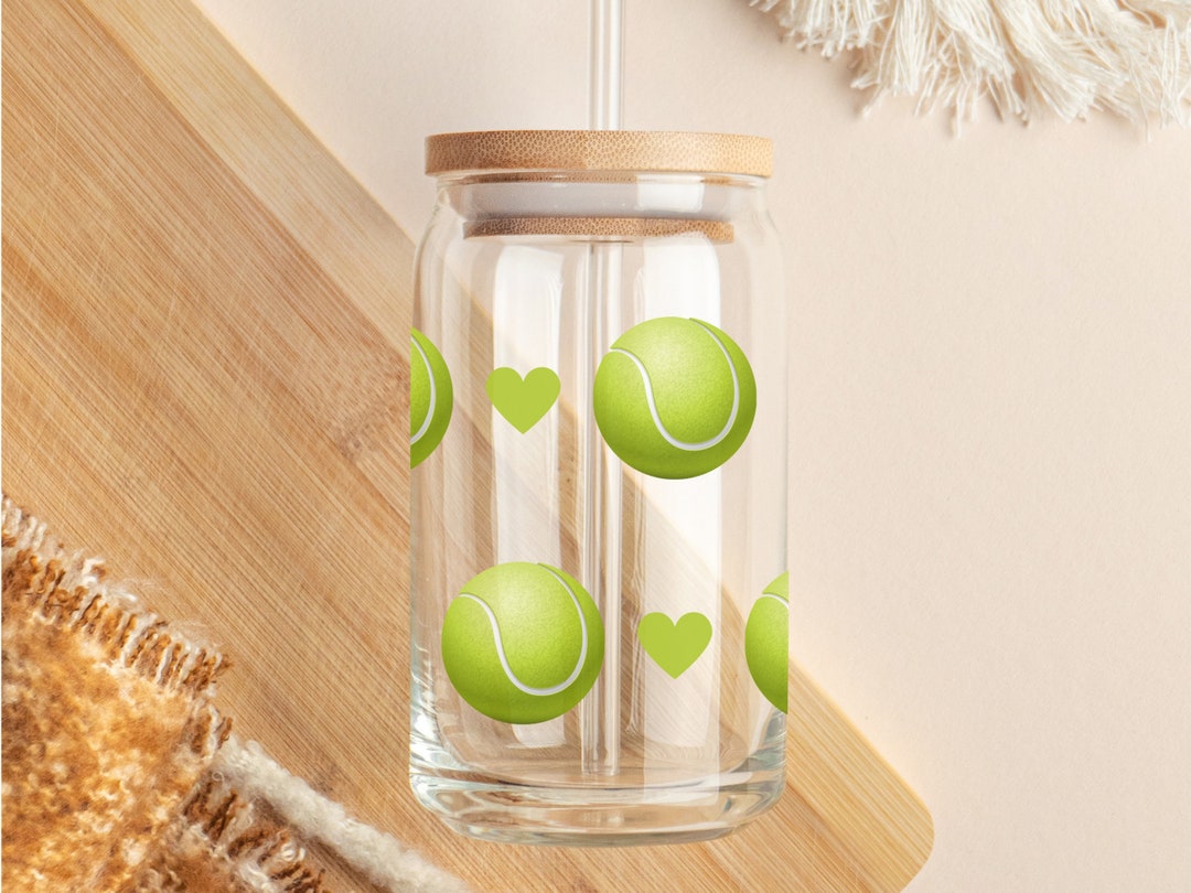 Tennis Glass Can Gift for Tennis Player Glass Tumbler Tennis Coach Gift ...