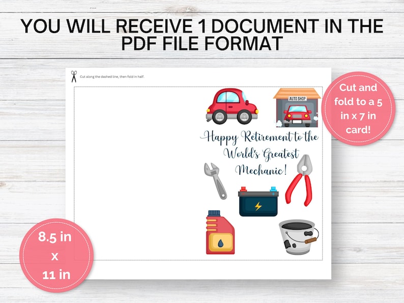 Printable Mechanic Retirement Card Printable Card for Mechanic ...