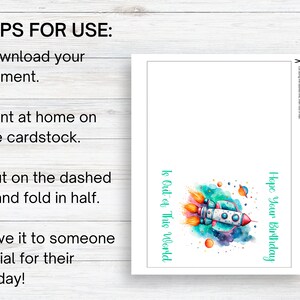 Printable Birthday Card for Kid Space Ship Birthday Card for Boy ...