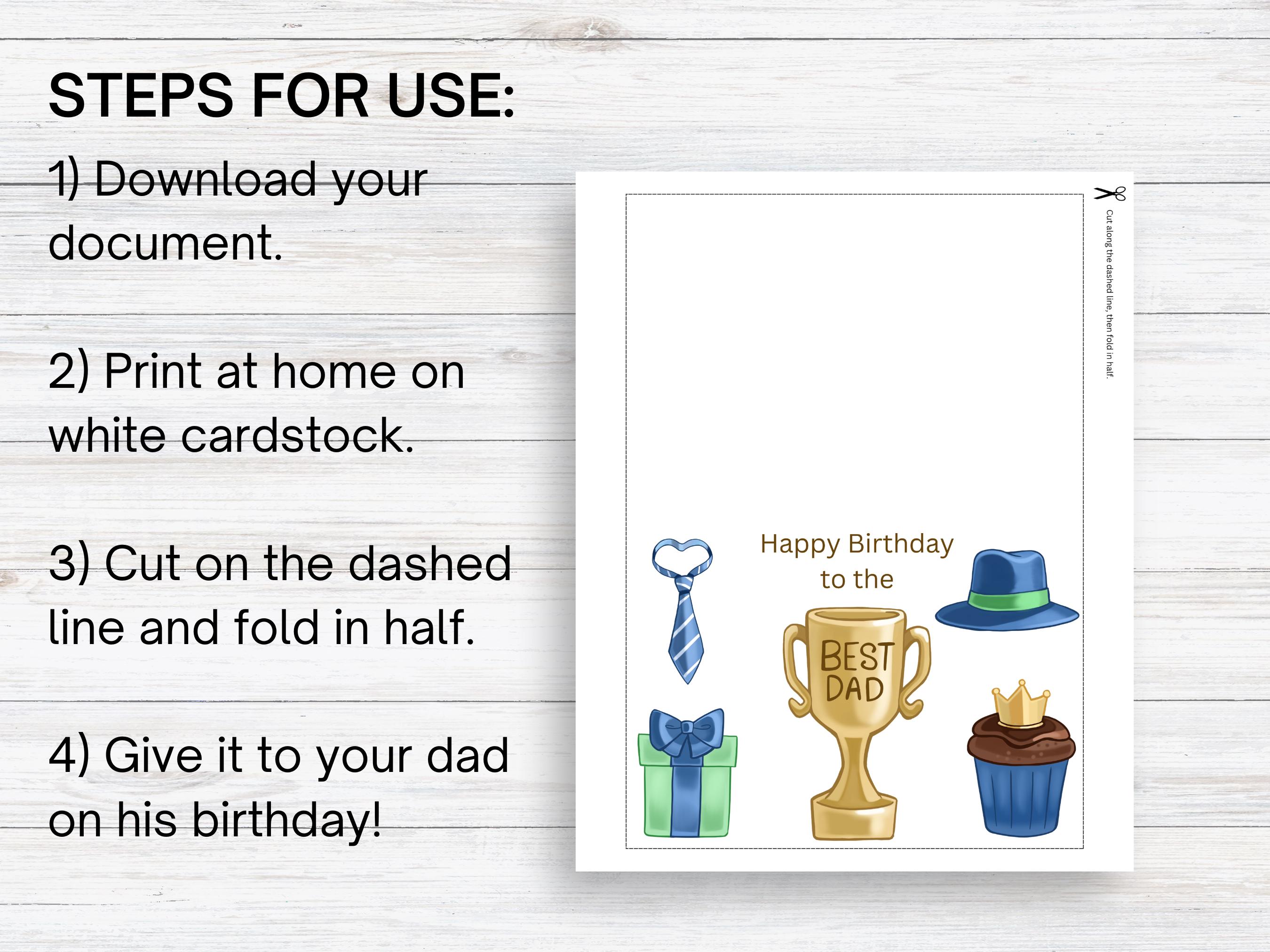 Printable Dad Birthday Card Printable Birthday Card for Dad Digital ...