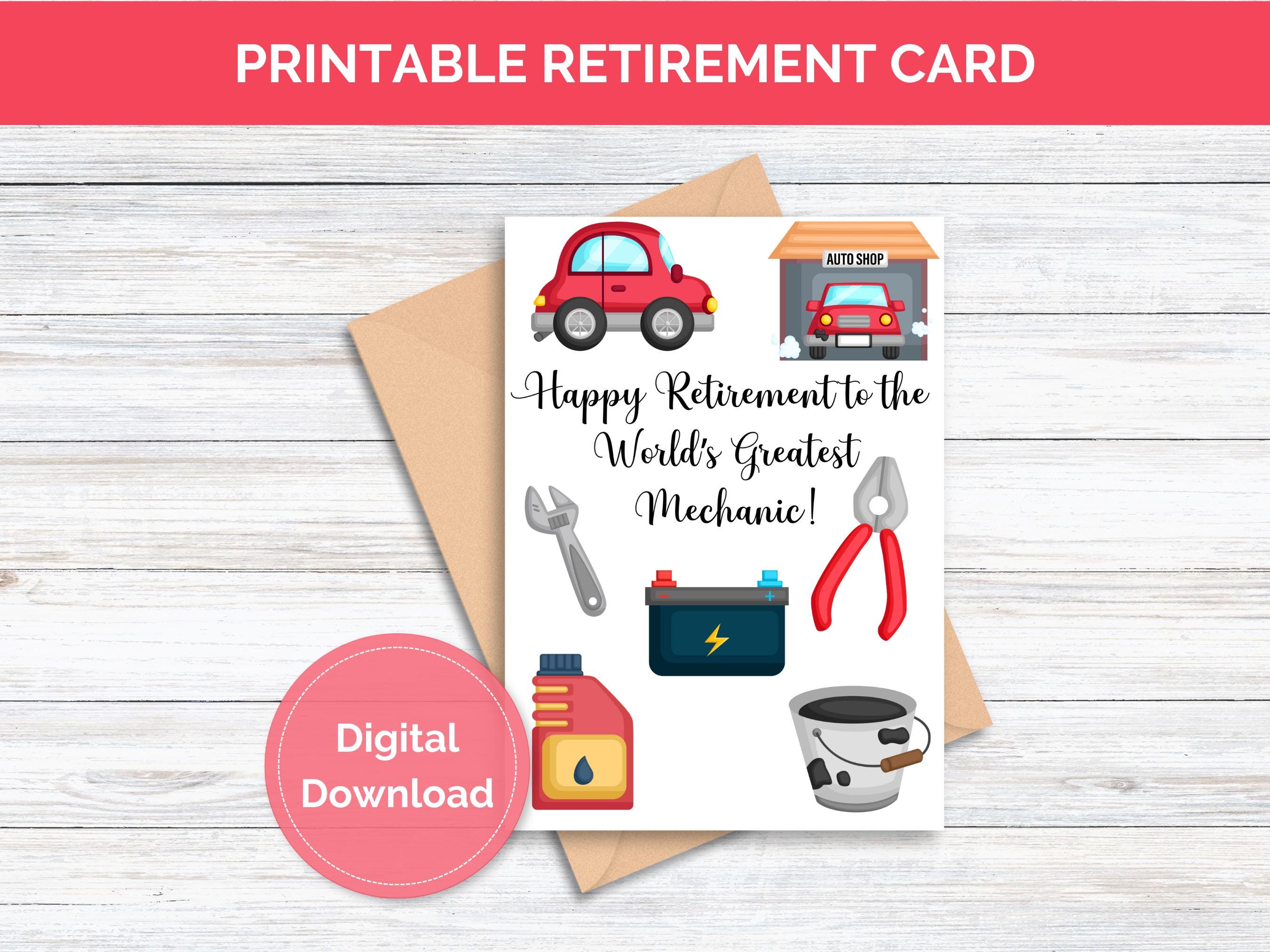 Printable Retirement Card for Mechanic Printable Card for Mechanic ...