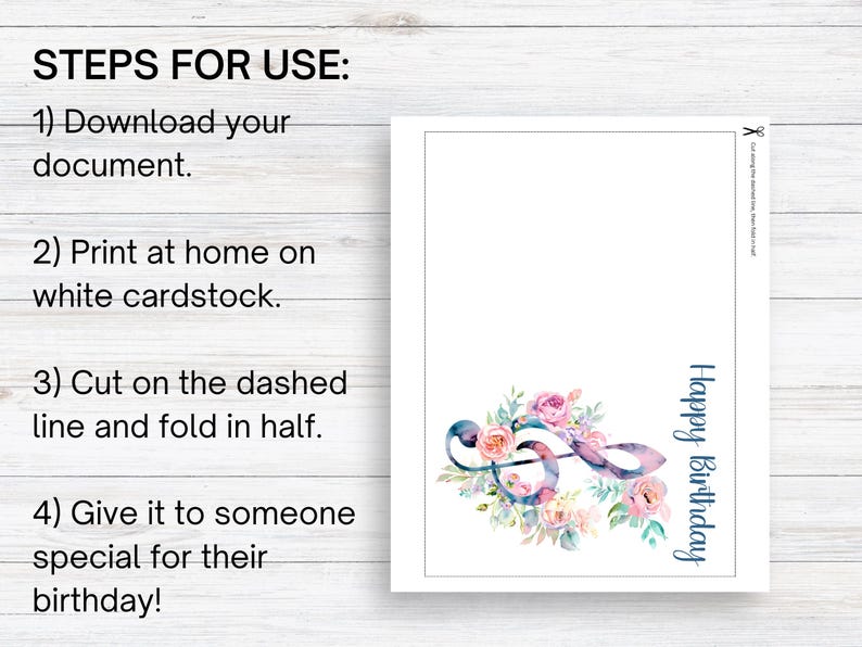 Printable Treble Clef Birthday Card for Musician Treble Clef Card ...