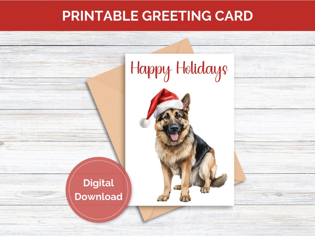 Printable German Shepherd Holiday Card Digital Download German Shepherd ...