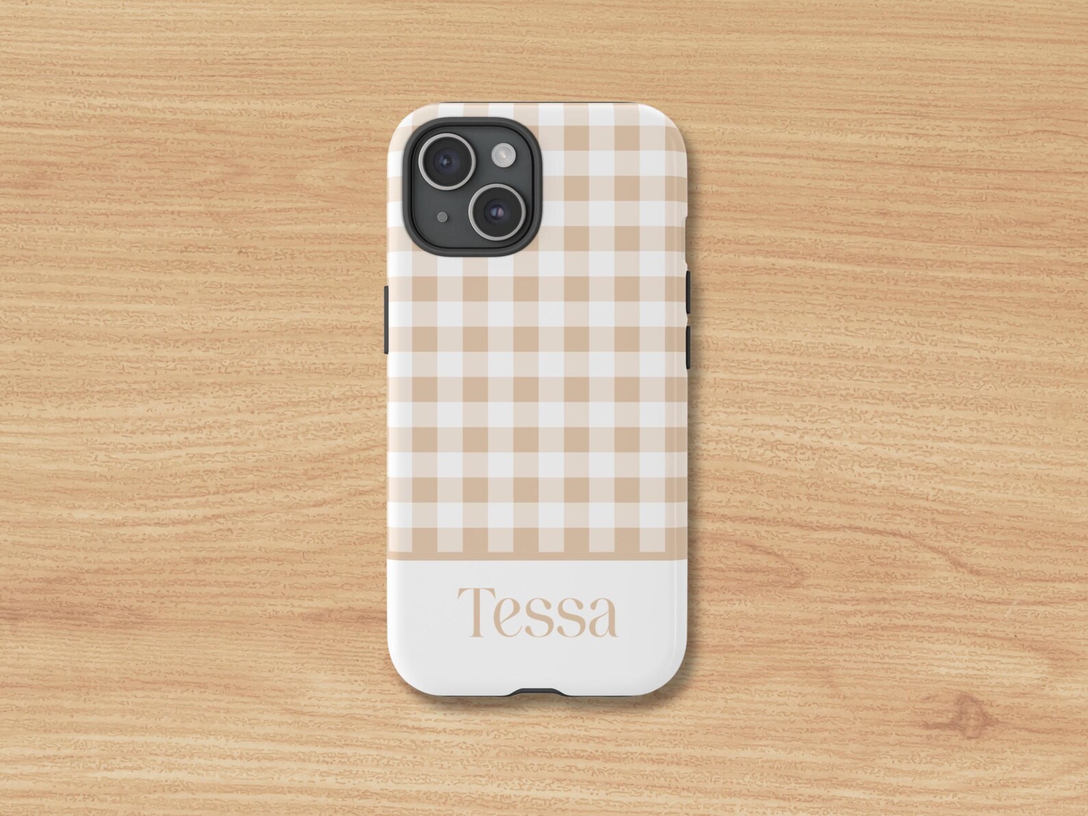 Personalized Beige Gingham Phone Case Custom Trendy Phone Case for ...