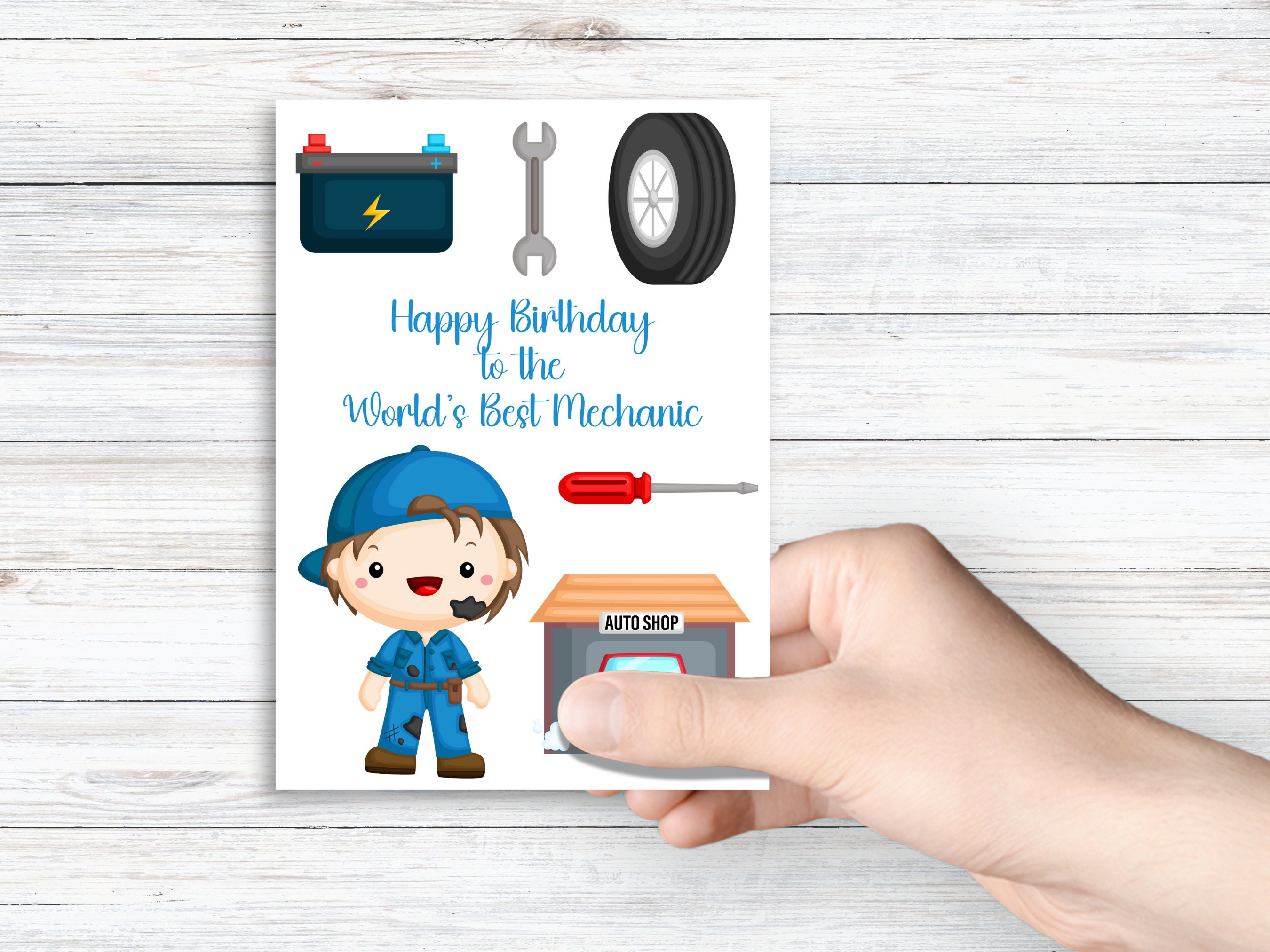 Mechanic Birthday Card for Him Printable Birthday Card for Mechanic ...