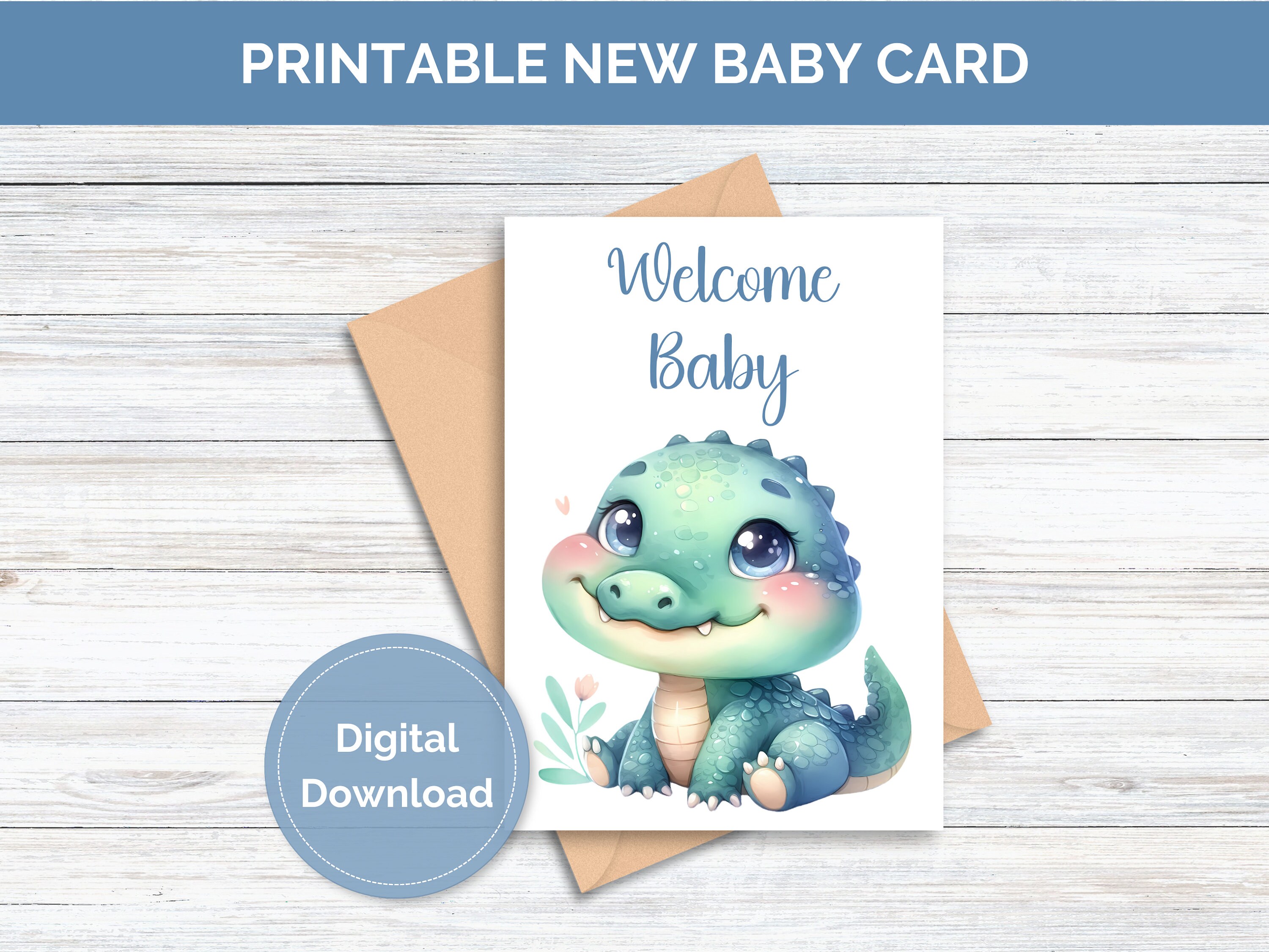 Printable Welcome Baby New Baby Shower Newborn Gift Card for Boy ...