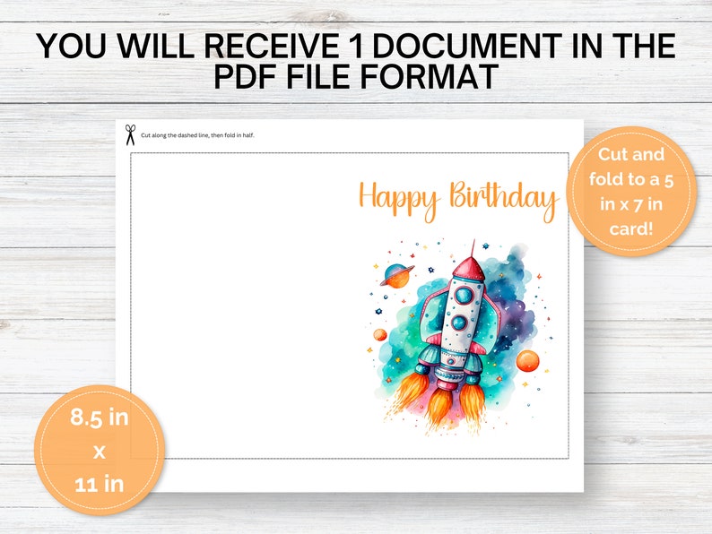 Printable Birthday Card for Kid Space Ship Birthday Card for Boy ...