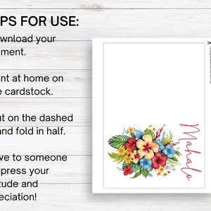 Printable Greeting Card Mahalo Hawaiian Greeting Card Thank You Card ...