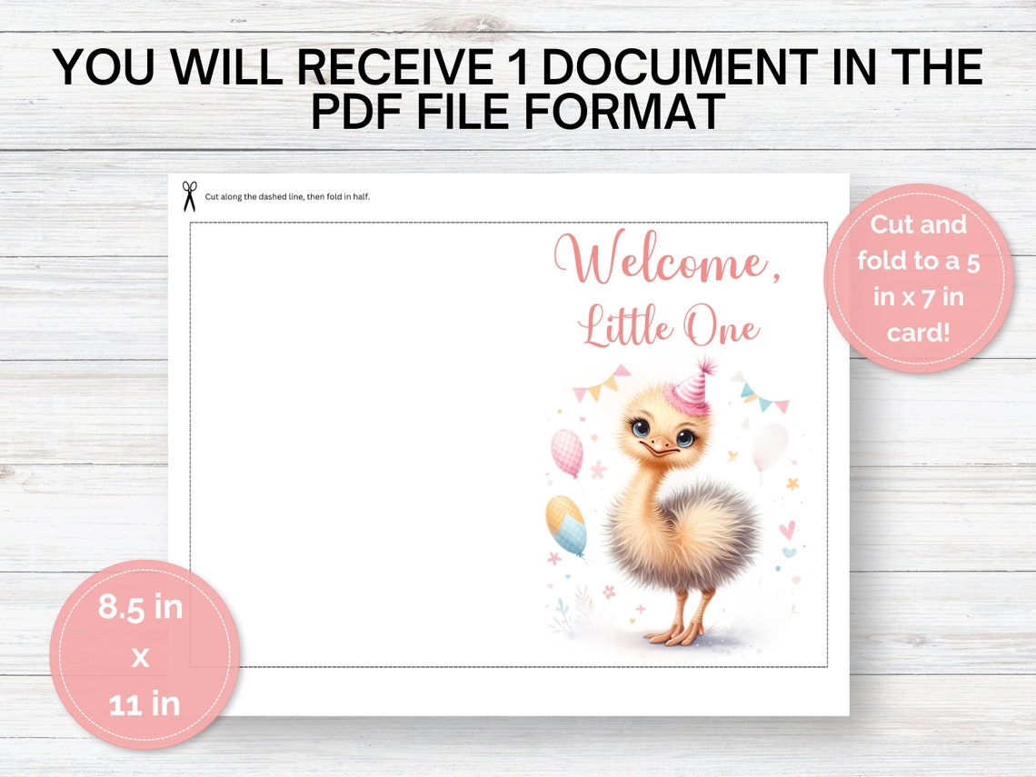 Printable Duck Baby Shower Card New Baby Card Newborn Gift Card ...