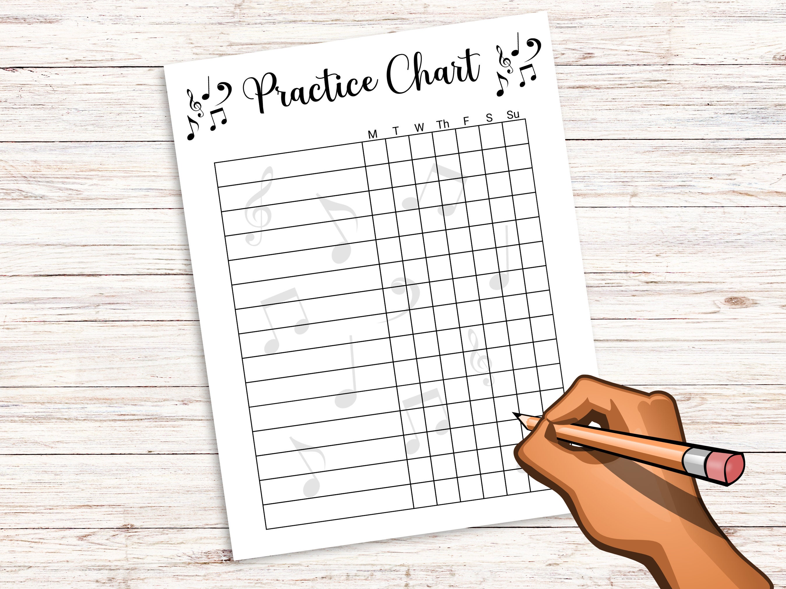 Printable Music Practice Chart Practice Tracker for Music Student Music ...
