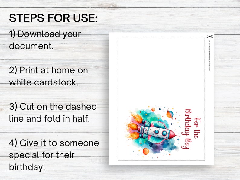 Printable Birthday Card for Kid Space Ship Birthday Card for Boy ...