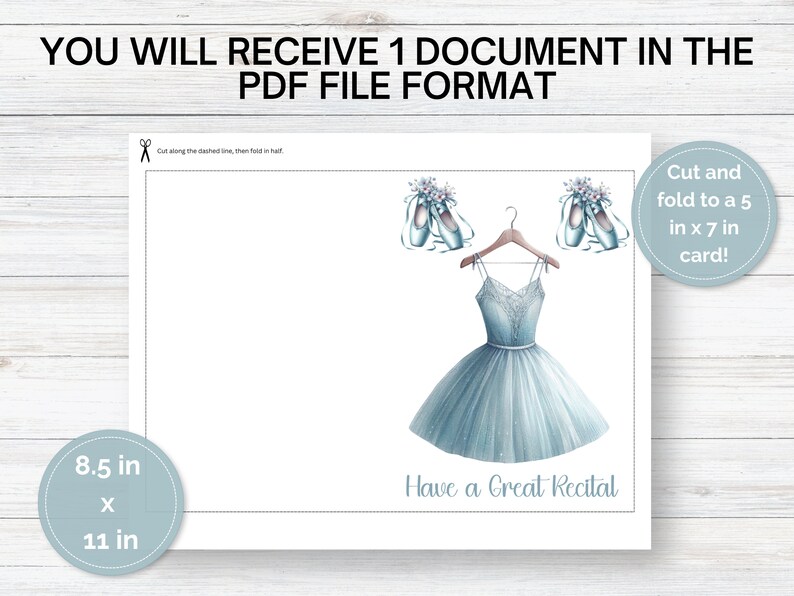Printable Recital Card for Ballerina Greeting Card for Ballet Dancer ...