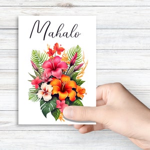 Printable Greeting Card Mahalo Hawaiian Greeting Card Thank You Card ...