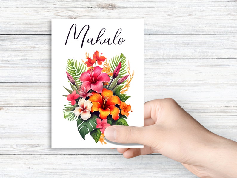 Printable Greeting Card Mahalo Hawaiian Greeting Card Thank You Card ...