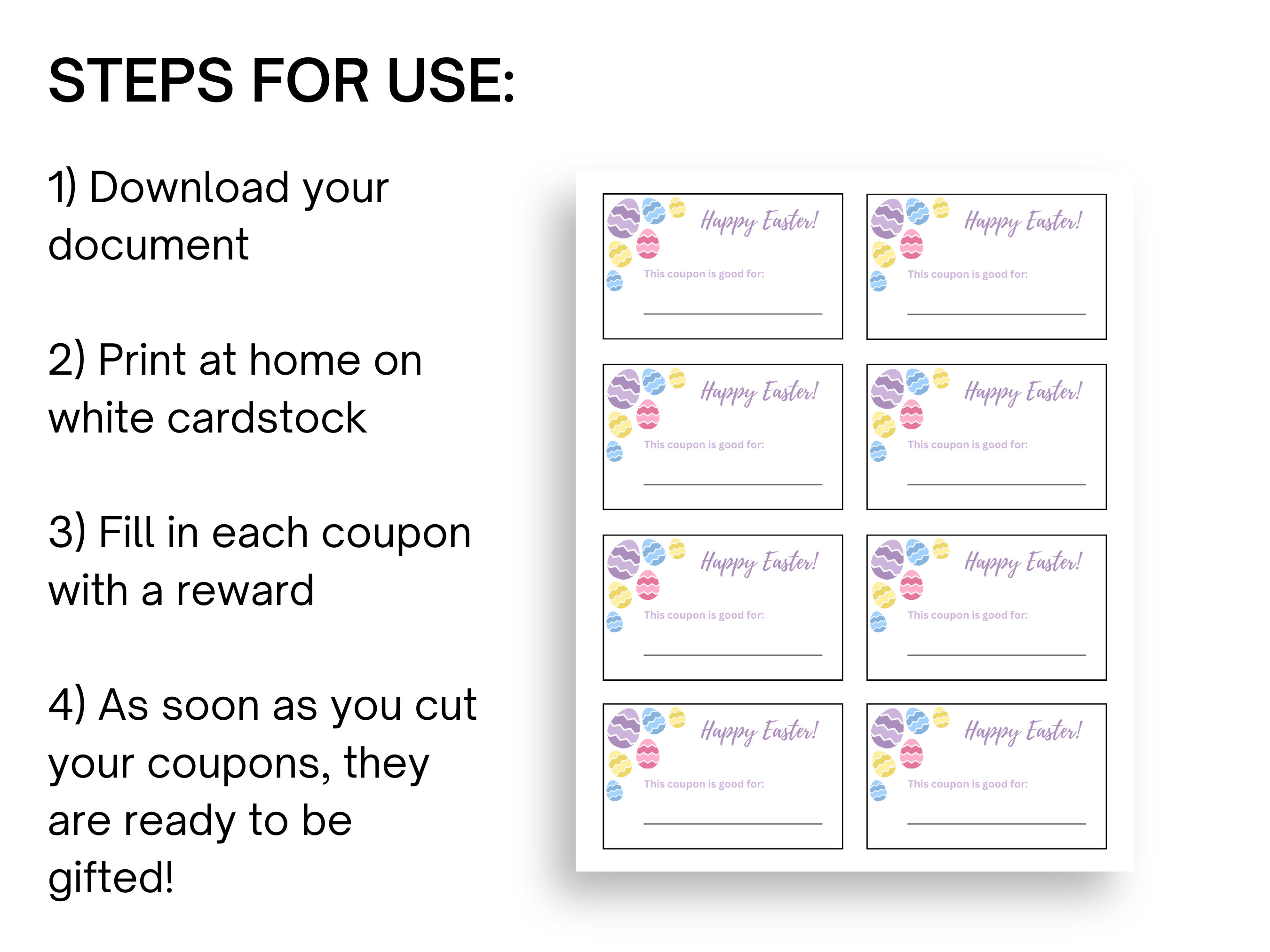Printable Blank Easter Coupons for Kids Easter Egg Fillers Kids Rewards ...
