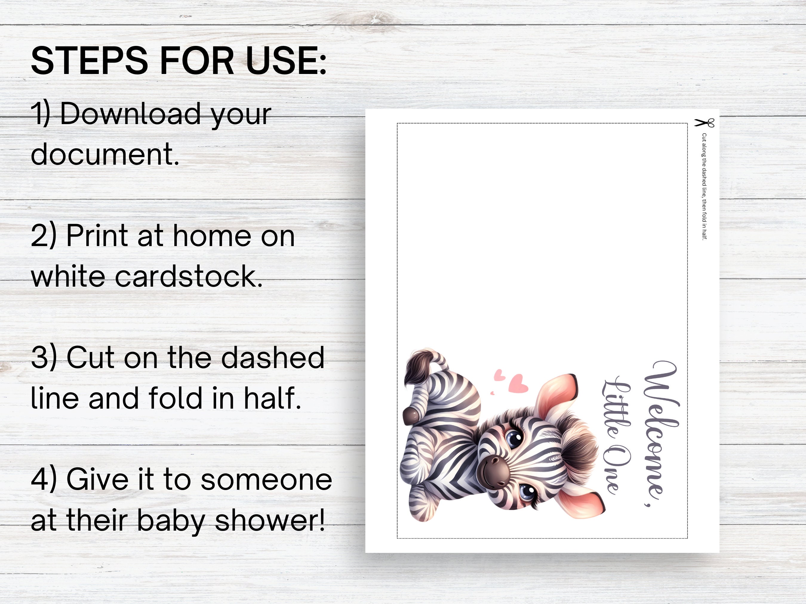 Printable Zebra Baby Shower Card New Baby Card Newborn Gift Card ...