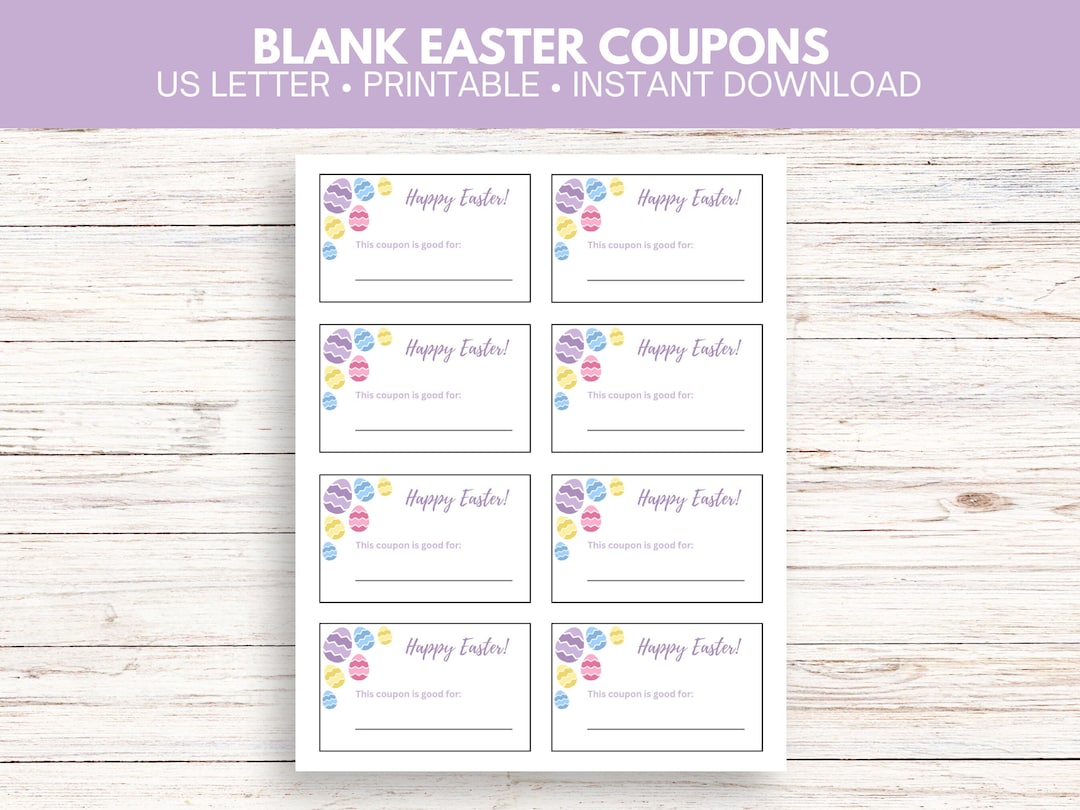 Printable Blank Easter Coupons for Kids Easter Egg Fillers Kids Rewards ...