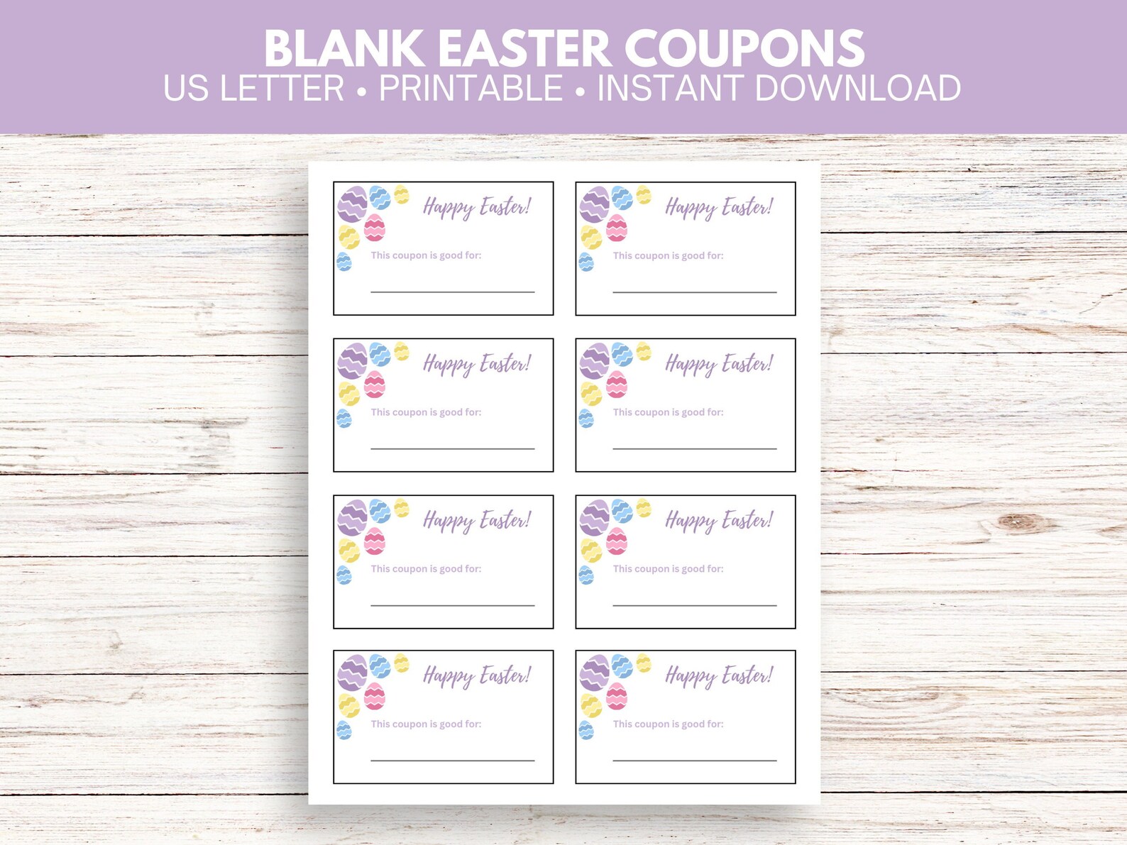 Printable Blank Easter Coupons for Kids Easter Egg Fillers Kids Rewards ...