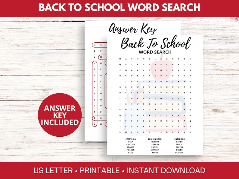 Printable Back to School Word Search Printable Classroom Activity for ...
